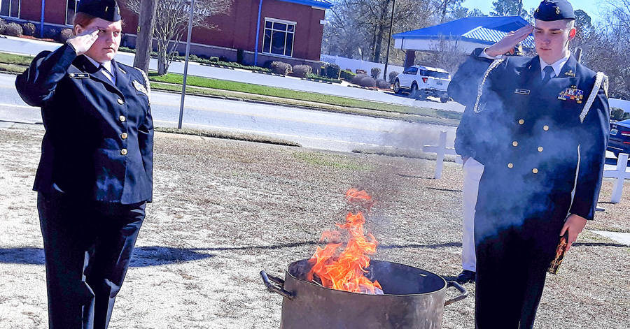 Retiring Old Glory: American Legion Post, Northview NJROTC Hold Flag ...