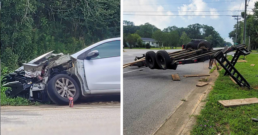Utility Trailer Overturns After Collision With Car In Cantonment ...