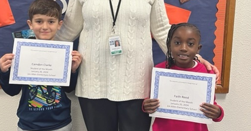 Jim Allen Elementary Names Students Of The Month : NorthEscambia.com