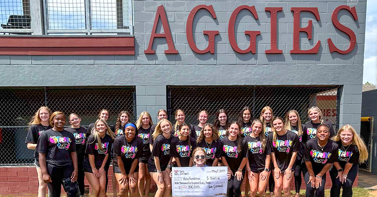 Lady Aggies Present Over $28K In Donations From Strike Out Cancer Game ...