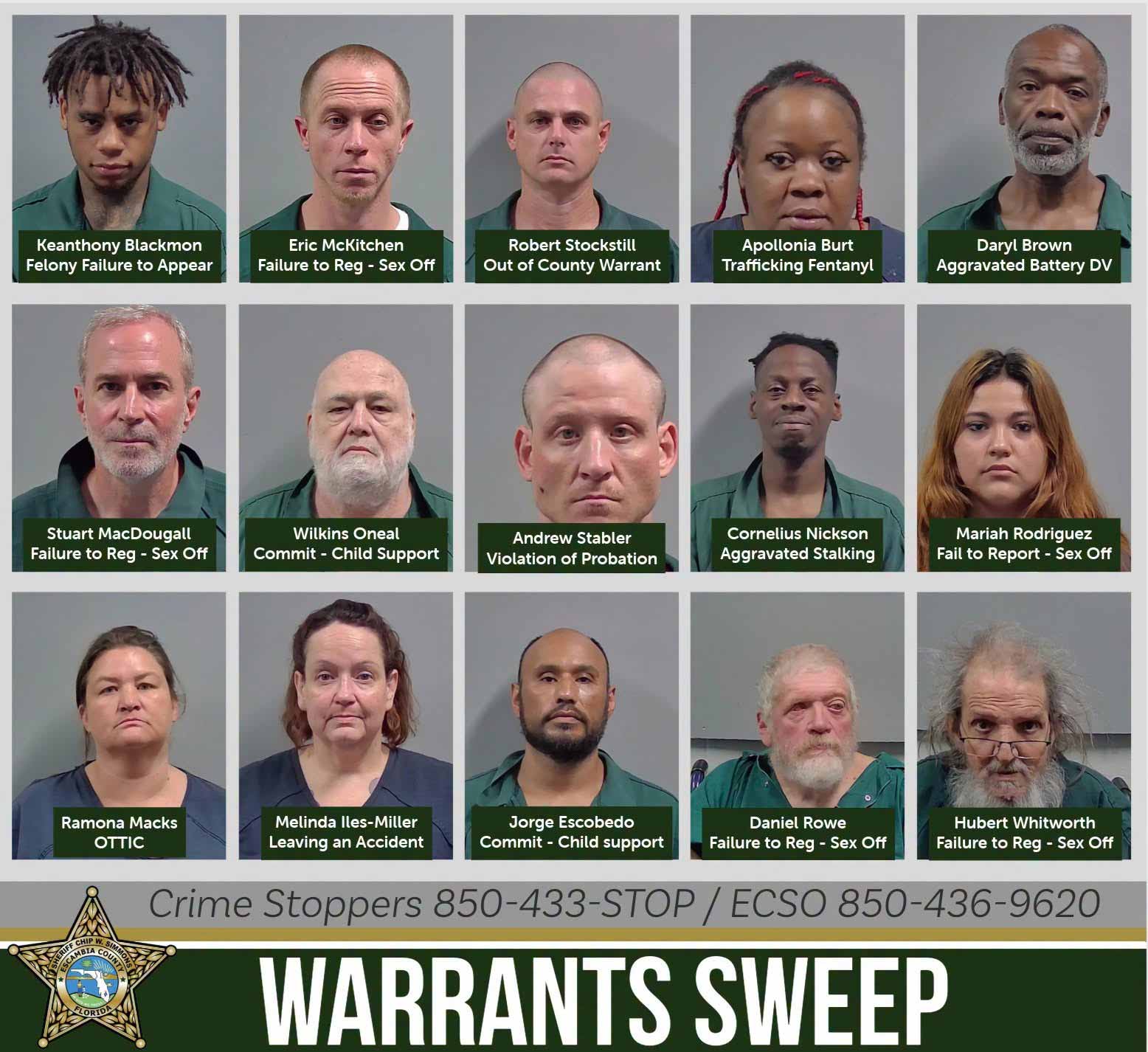 15 Arrested In ECSO Warrants Sweep : NorthEscambia.com